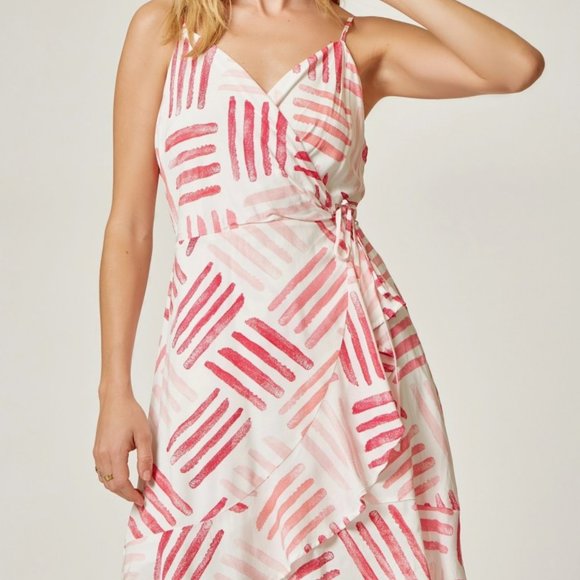 Emily Wonder | Dresses | Nwt Emily Wonder Faux Wrap Dress In White And ...
